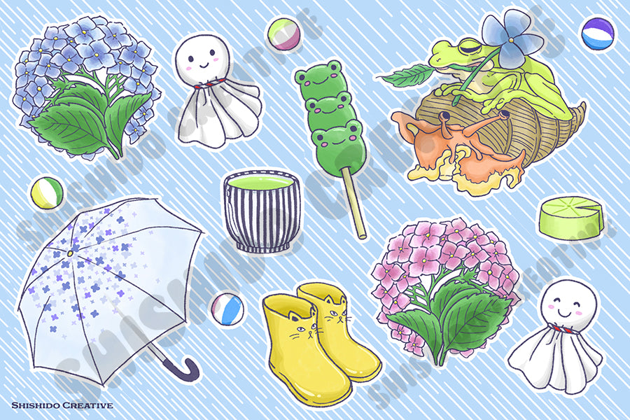 Tsuyu / Frog Rainy Season • 4x6" Sticker Sheet – Shishido Creative