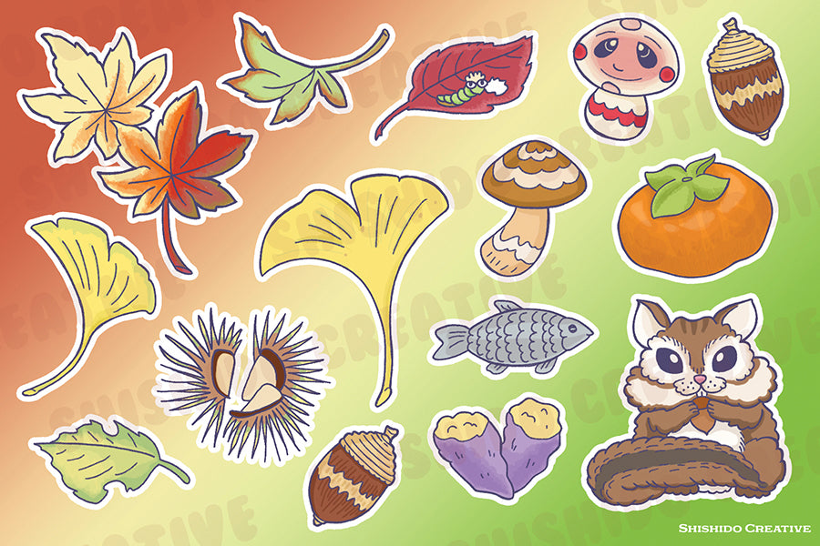 Fall Leaves / Koyo • 4x6" Vinyl Sticker Sheet – Shishido Creative
